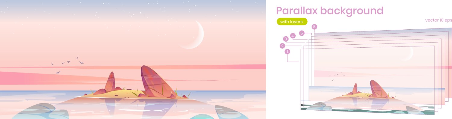 Ocean or sea nature landscape parallax background Vector Image