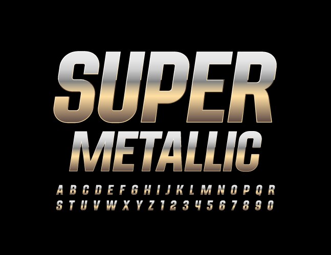 Stylish industrial chrome alphabet uppercase Vector Image