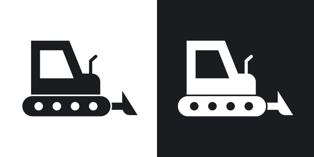Bulldozer icon set on white background Royalty Free Vector