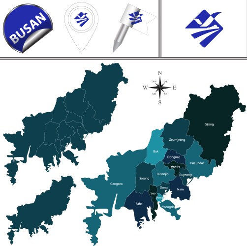 Busan City Map - South Korea Royalty Free Vector Image