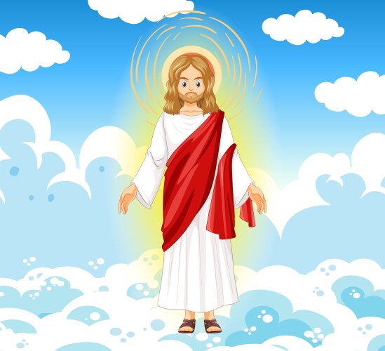 Jesus Christ Ascending on a Cloud Royalty Free Vector Image