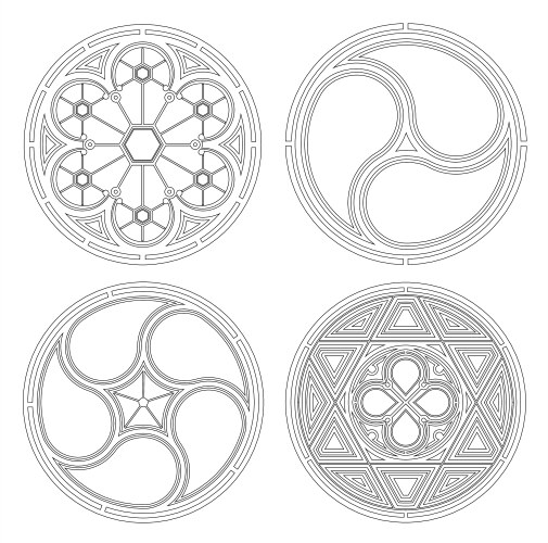 Gothic window outline template coloring Royalty Free Vector