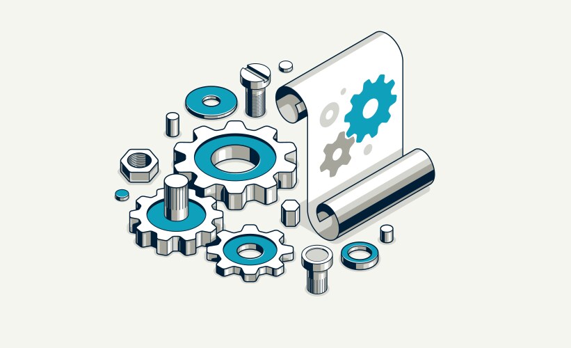 Mechanical engineering project concept set engine Vector Image