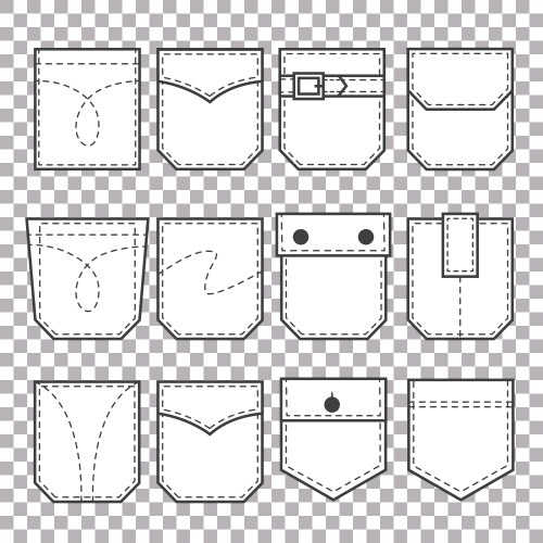Patch pocket uniform clothes pockets patches Vector Image
