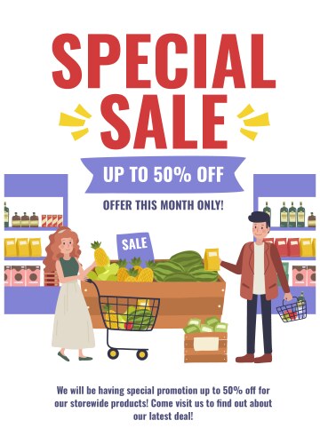 Realistic supermarket poster template Royalty Free Vector
