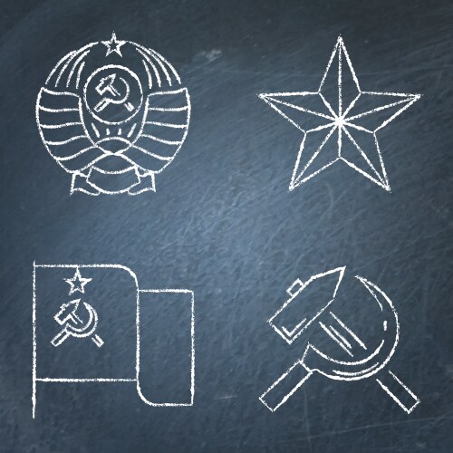Ussr symbols chalkboard icon set Royalty Free Vector Image