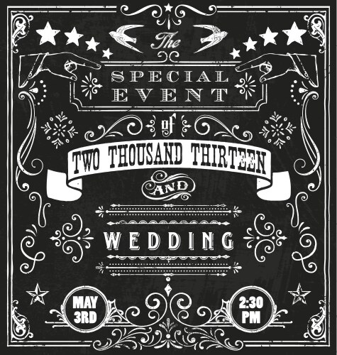 Chalkboard wedding invitation card background Vector Image