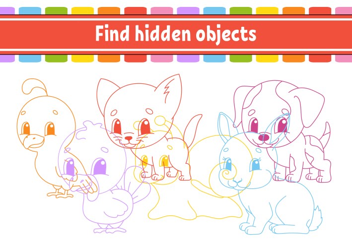 Find hidden object education developing worksheet Vector Image