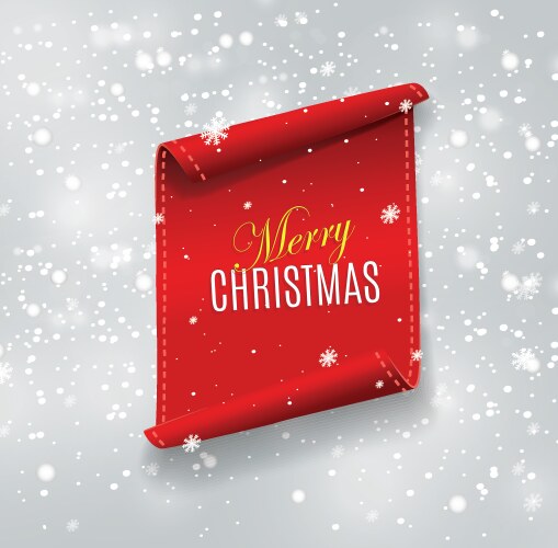 Red realistic detailed curved paper merry Vector Image