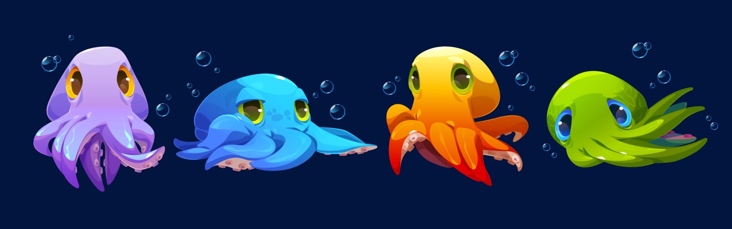 Set of octopus characters isolated on background Vector Image
