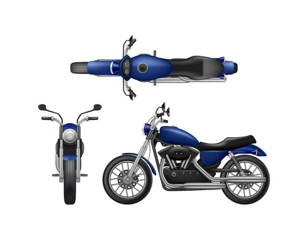 Motorcycle realistic various views of modern Vector Image