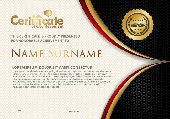 Certificate template with textured background Vector Image