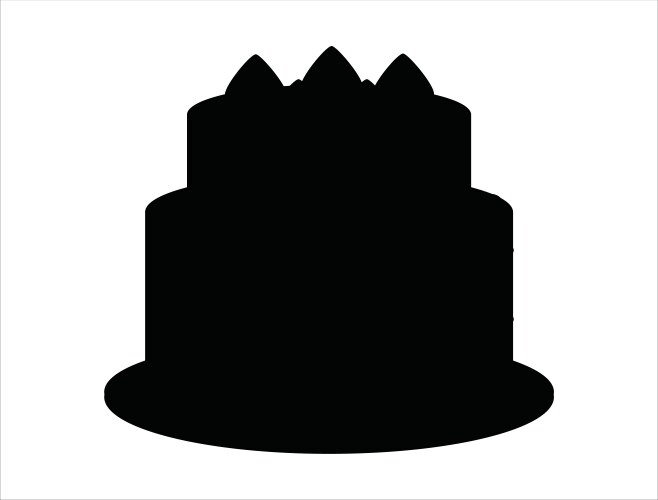 Silhouette of birthday cake celebration flat Vector Image
