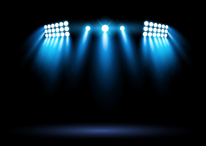Bright blue stadium arena lighting spotlight Vector Image
