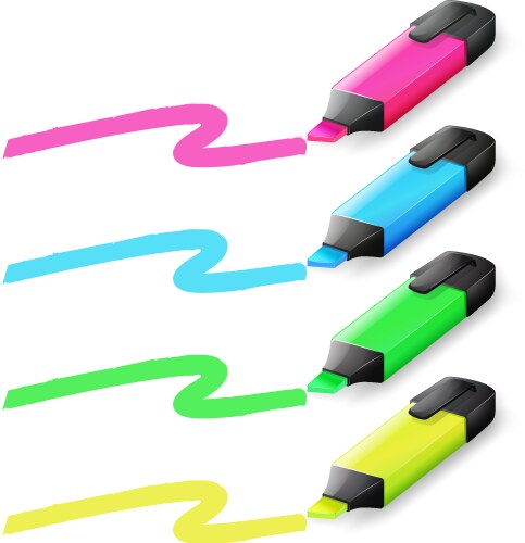 Colorful pen marker and watercolor palette tools Vector Image