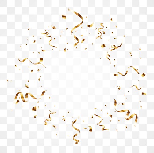 Gold confetti and ribbon celebrations banner Vector Image
