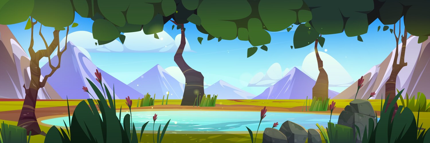 Nature scene background with flowers on hills Vector Image