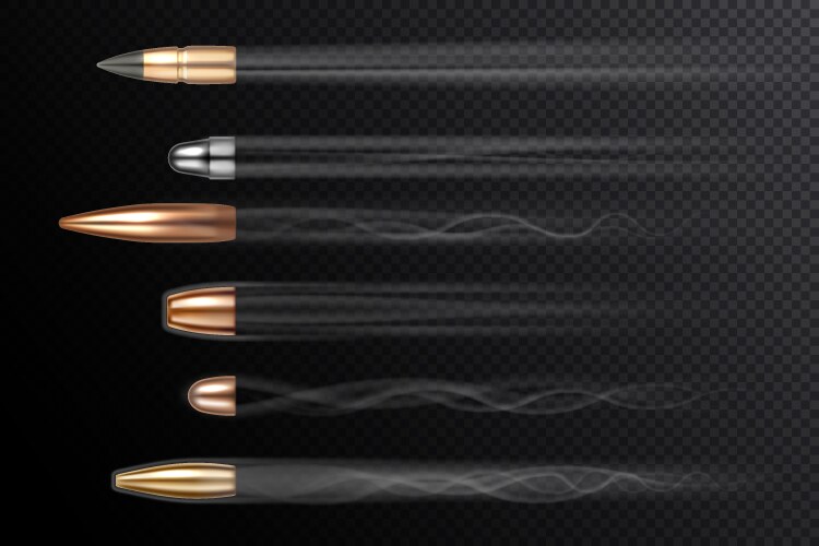 Flying bullet traces realistic pistol projectiles Vector Image