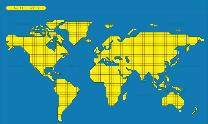 Simple straight line map of the world Royalty Free Vector