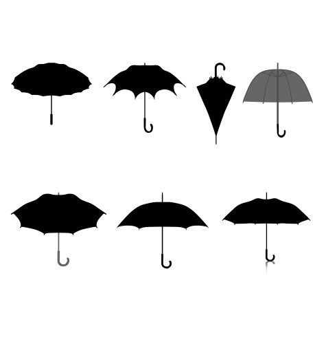 Black silhouettes of umbrellas Royalty Free Vector Image