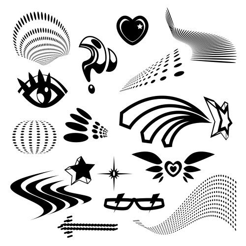 Y2k chrome elements on transparent background Vector Image