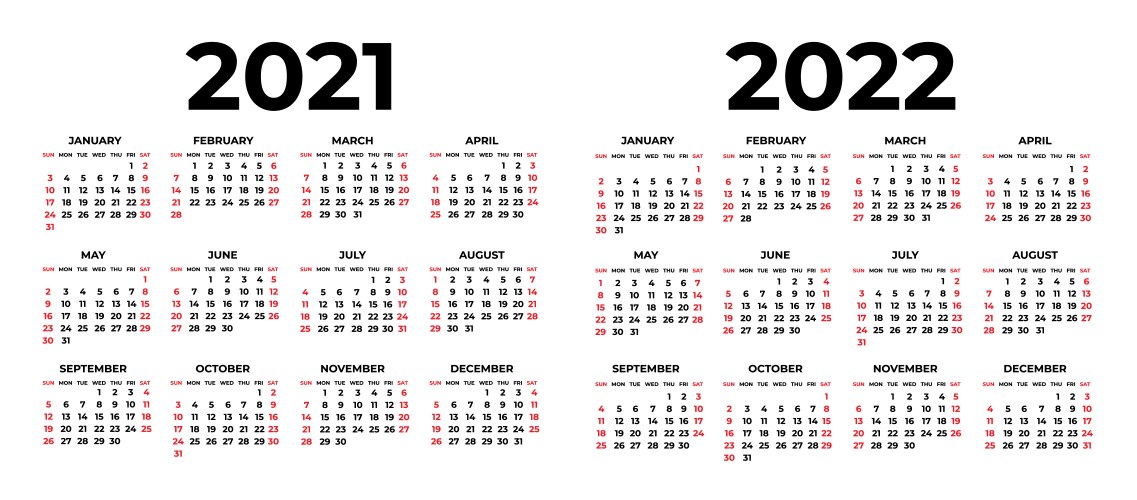Calendar for 2021 on white background Royalty Free Vector