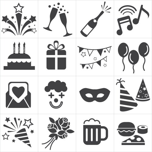 Party icons Royalty Free Vector Image - VectorStock