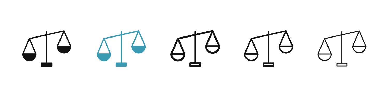 Balance scale icon set justice equal integrity Vector Image