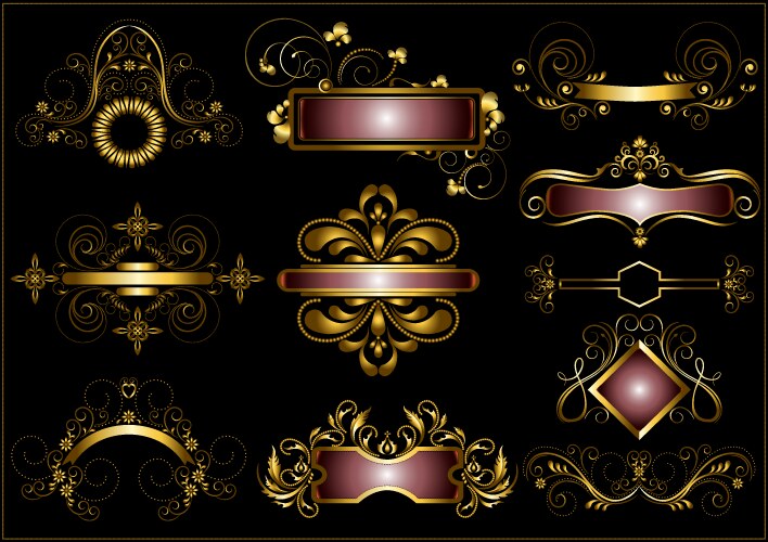 Gold frame scroll with heart Royalty Free Vector Image