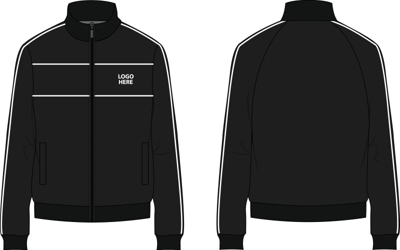 Fleece jacket tecnical fashion flat sketch Vector Image