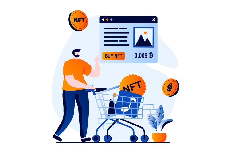Nft token web concept with people scenes mega set Vector Image