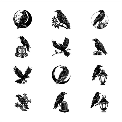 Raven birds svg Royalty Free Vector Image - VectorStock