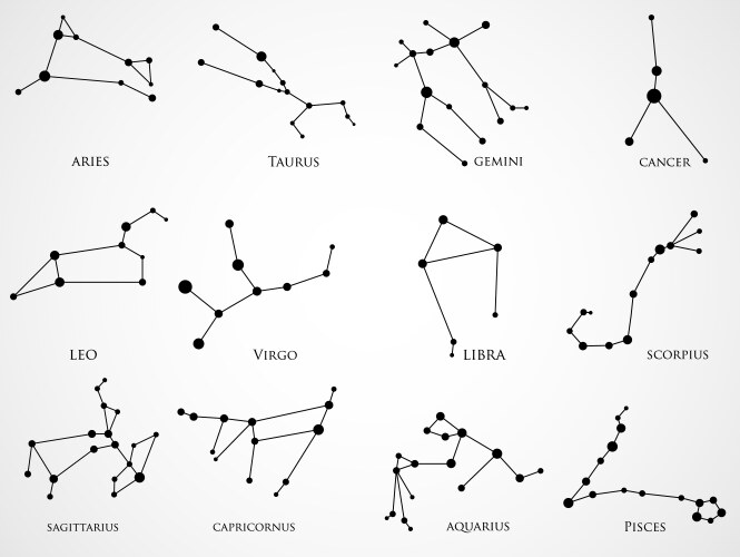Set of zodiac constellations Royalty Free Vector Image