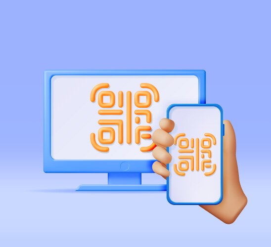 3d qr code icon in hand Royalty Free Vector Image