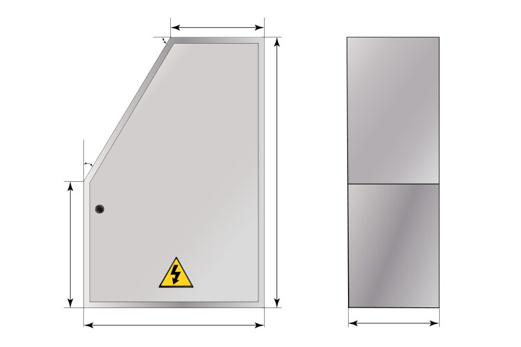 Electric box drawing with dimensions control Vector Image
