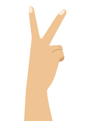 Hand showing two fingers cartoon Royalty Free Vector Image