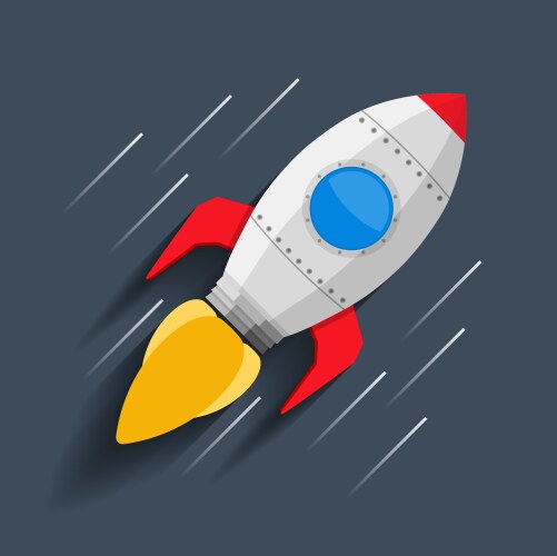 Life in space poster with rocket start up Vector Image