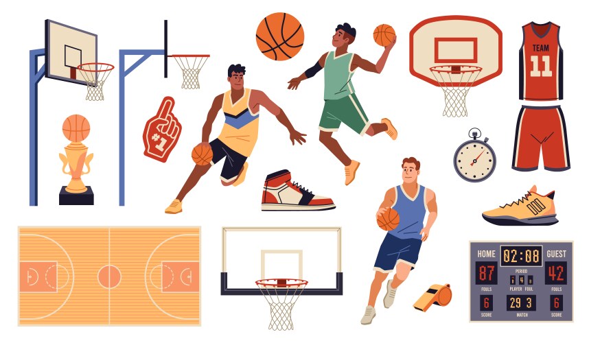 Basketball equipment set Royalty Free Vector Image