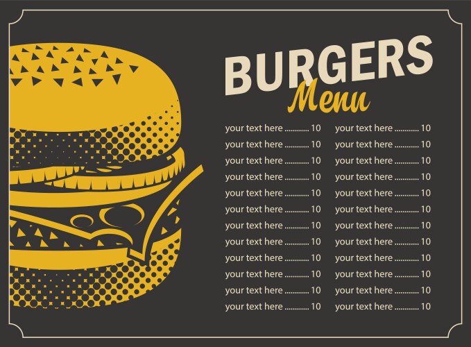 Menu with sketches different dishes Royalty Free Vector