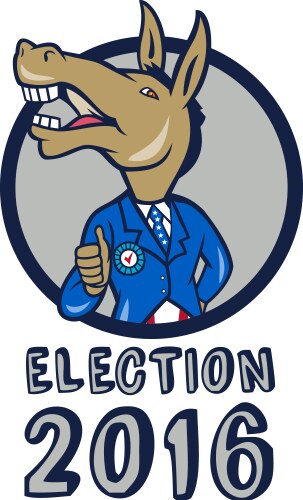 Democratic donkey line icon election and democrat Vector Image