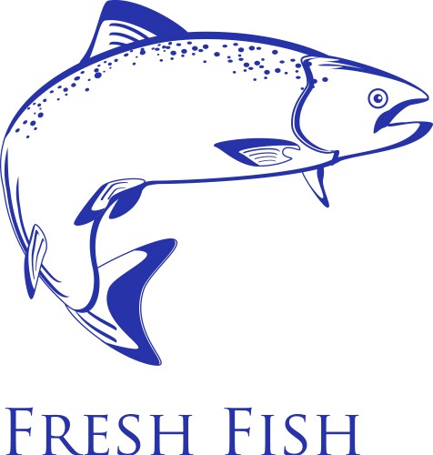 One single line drawing big salmon or trout Vector Image
