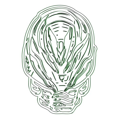 Alien outline sketch green Royalty Free Vector Image