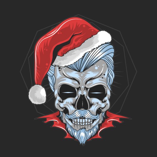 Christmas skull wearing santa claus hat Royalty Free Vector