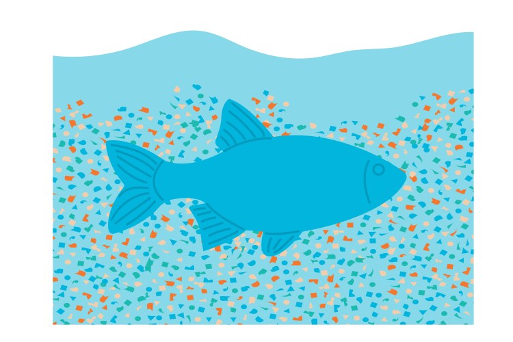 Concept of microplastic in oceans Royalty Free Vector Image