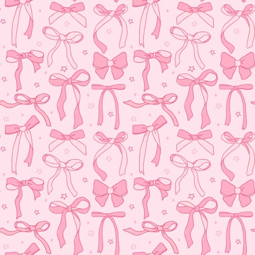 Cute coquette pattern seamless pink ribbon bow Vector Image