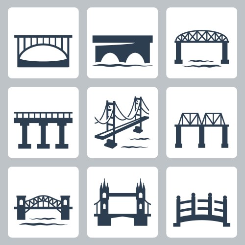 Bridge urban construction set city landmark view Vector Image