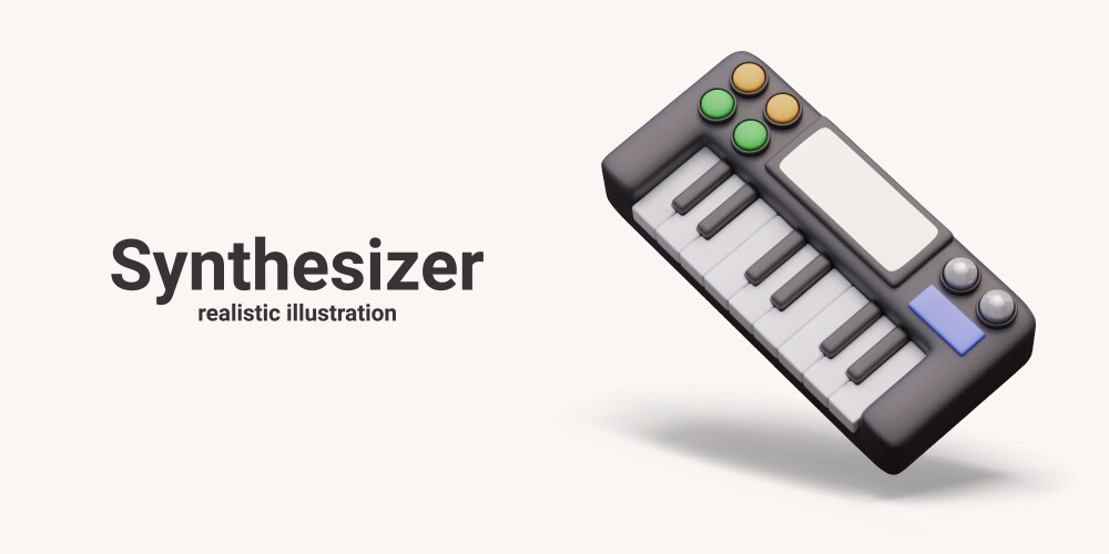 Synthesizer in realistic style mockup Royalty Free Vector
