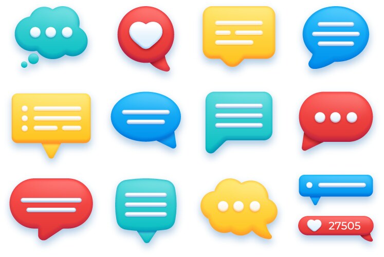Blank message bubbles with emoji blue chat Vector Image