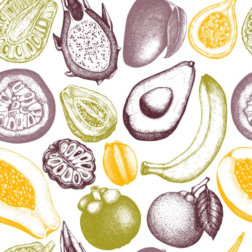 Green avocado fruits background design seamless Vector Image