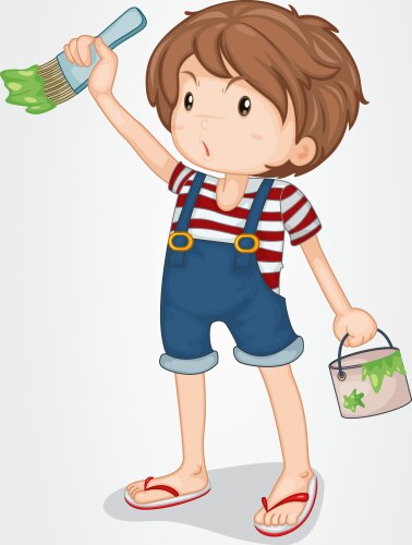 Cartoon boy painting Royalty Free Vector Image